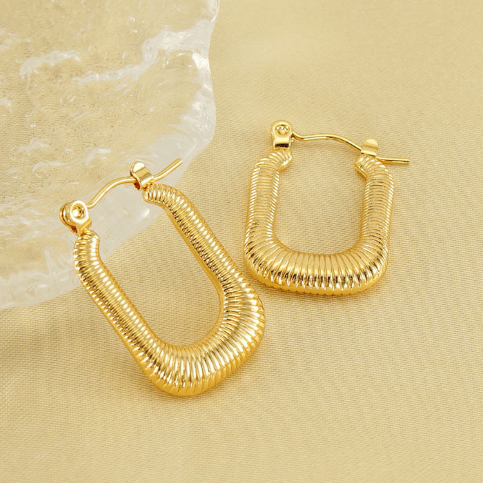 U Shaped Gold Hoop Earring JLT13003