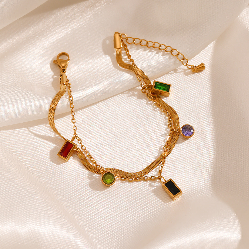 Just Lil Things Artifical Multi-Gem Charm Bracelet – Colorful Minimali