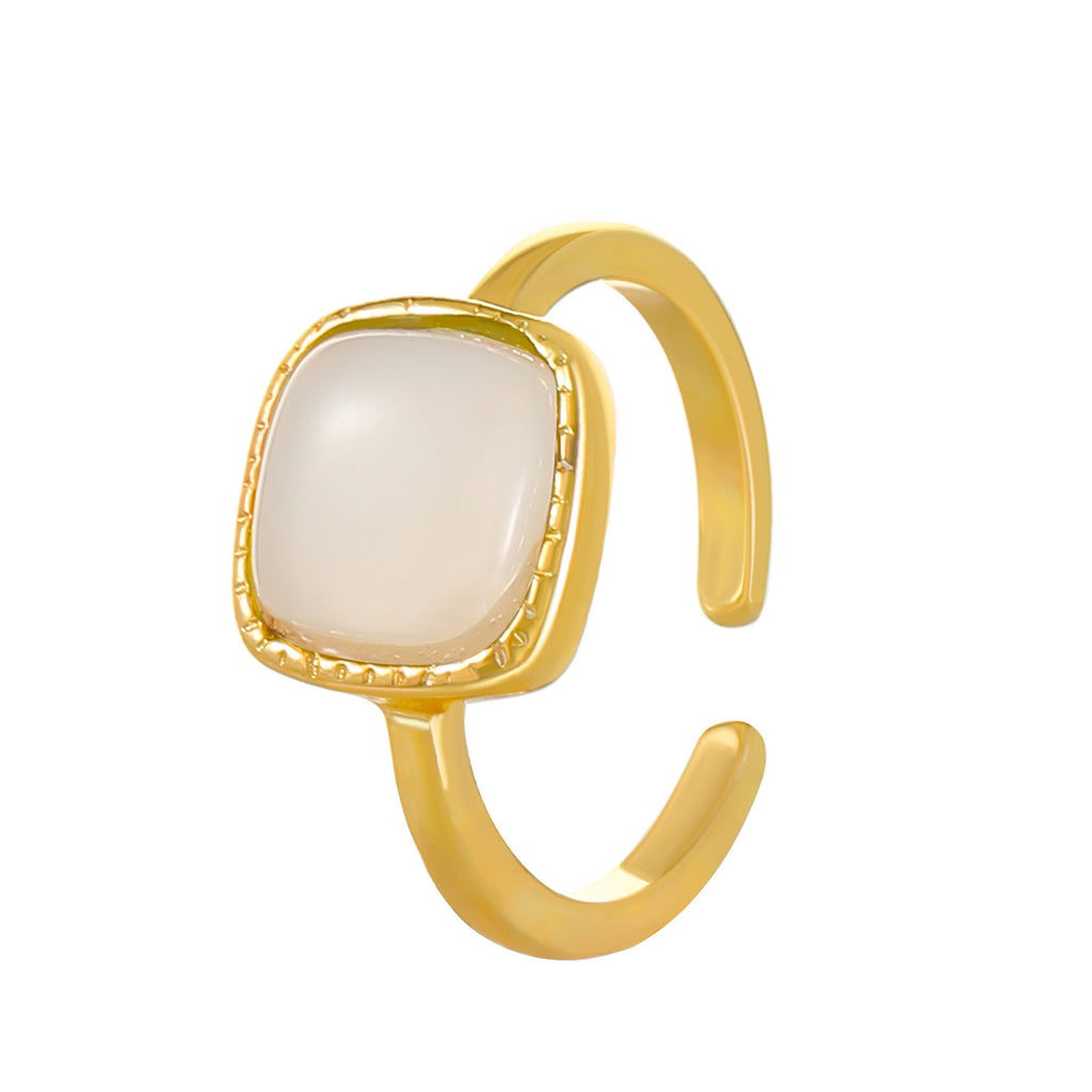 Frosted White Square Stone Ring JLTR0565
