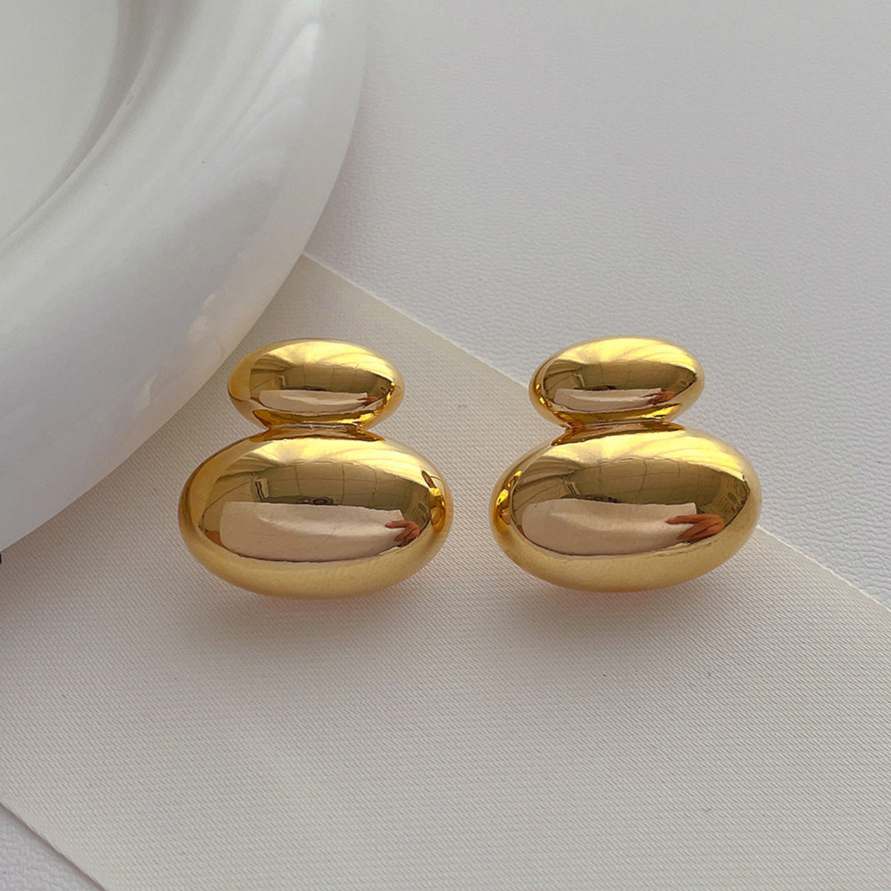 Dual Pebble Stud Earrings