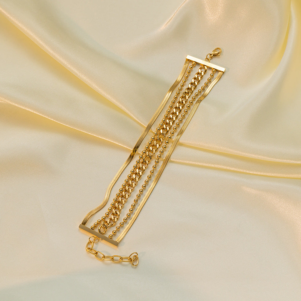 Curb Snake Styled Multi Parallel Chain Bracelet JLTB0625